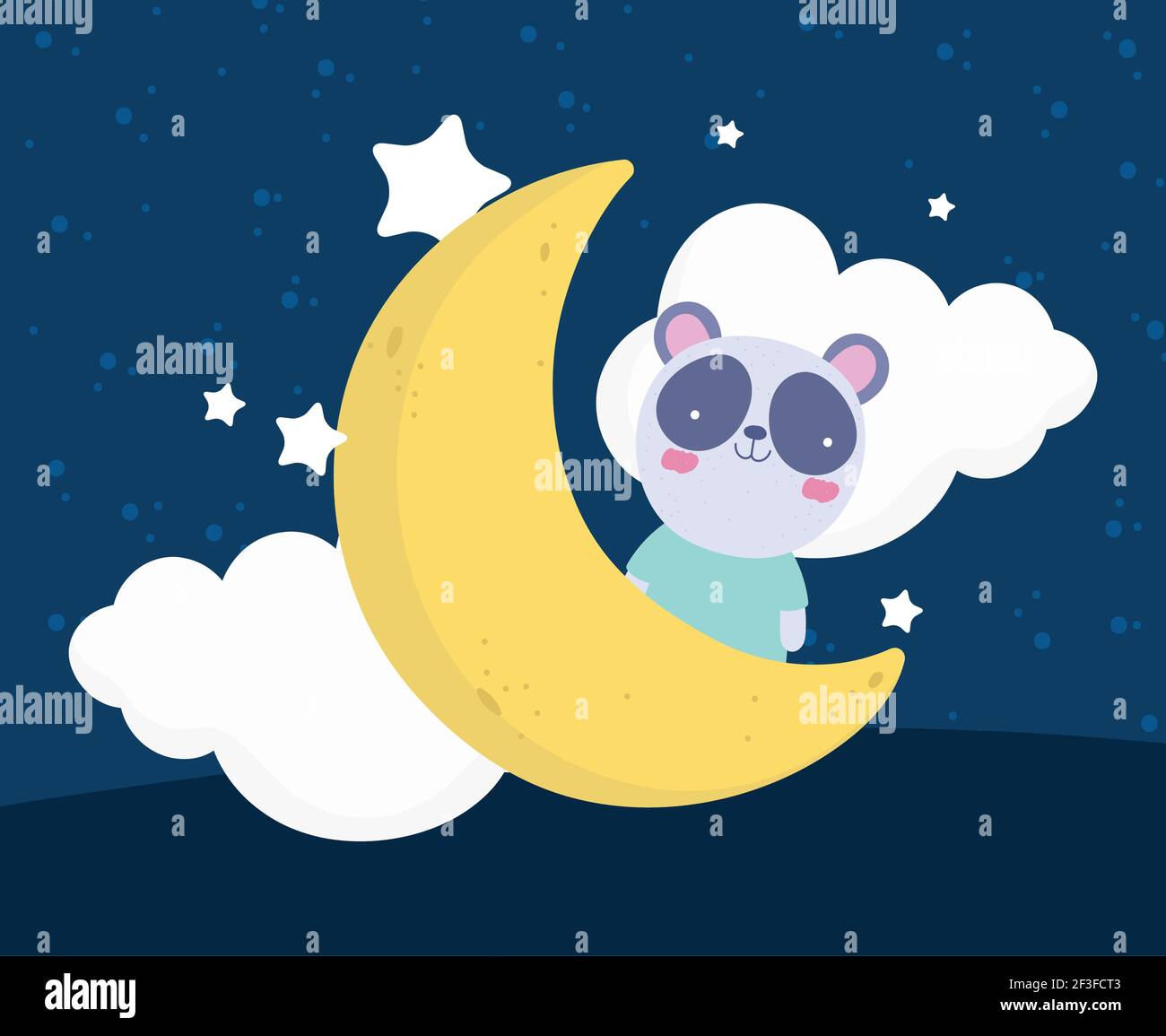 cute panda moon clouds cartoon Stock Vector Image & Art - Alamy