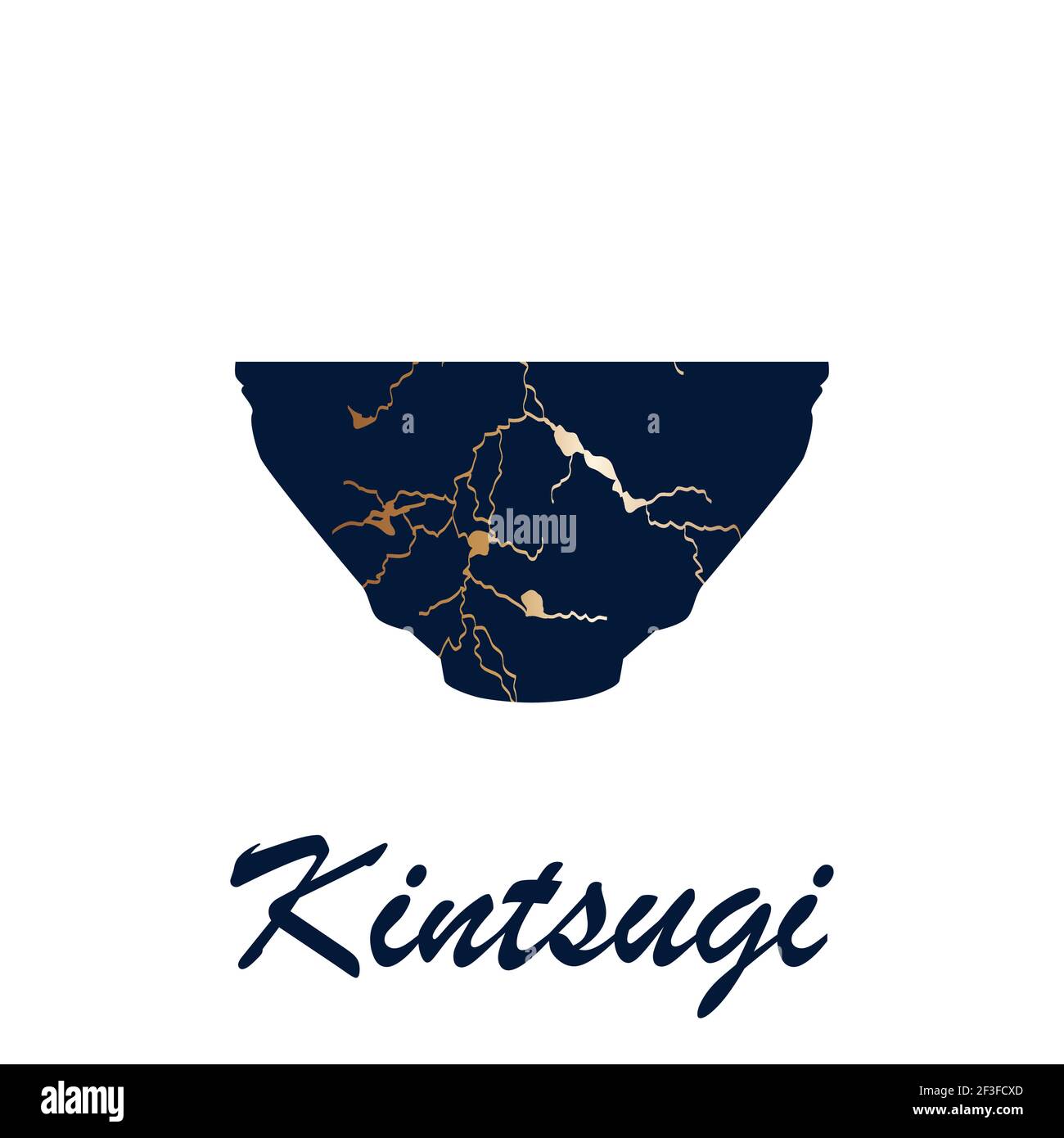 Renovated kintsugi japanese vase art color sketch engraving ...