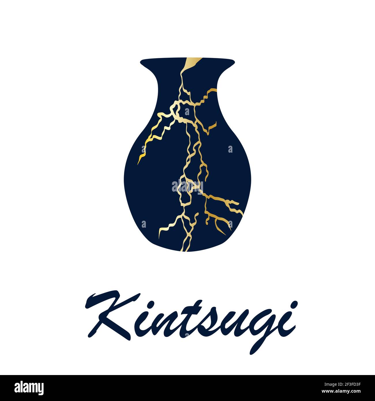 Renovated kintsugi japanese vase art color sketch engraving ...