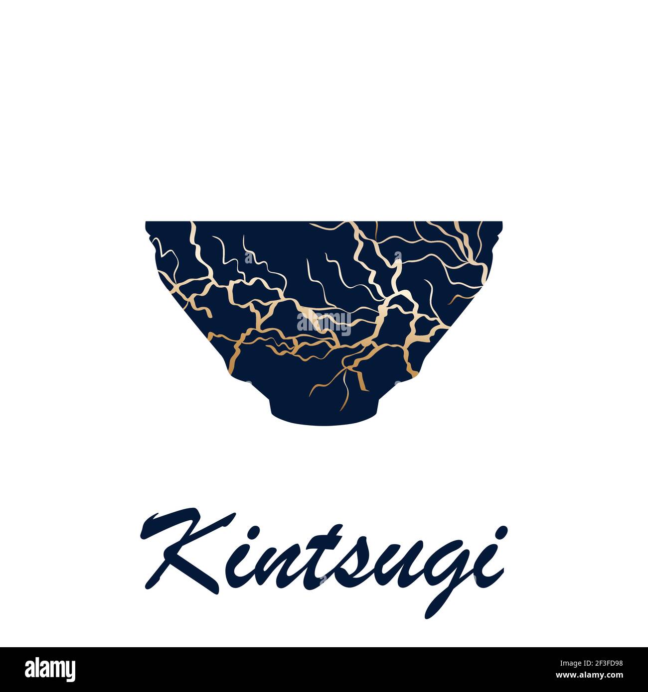 Renovated kintsugi japanese vase art color sketch engraving ...