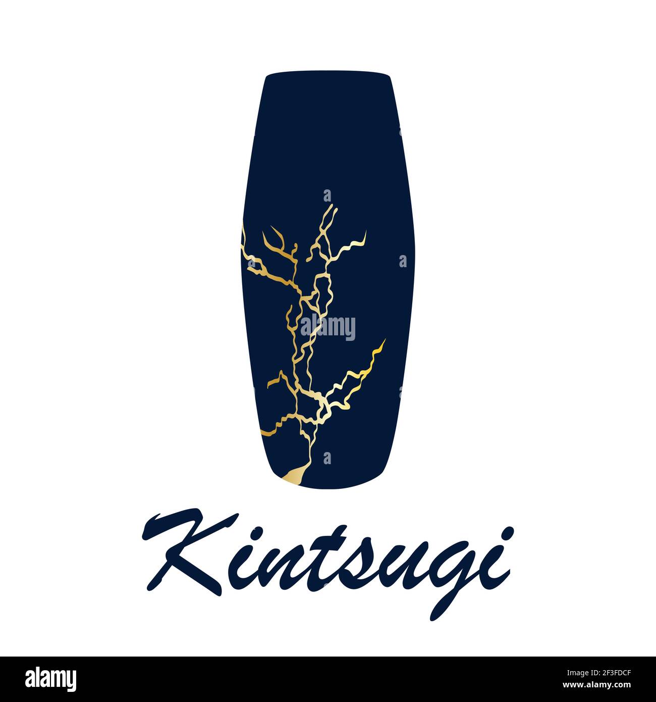 Renovated kintsugi japanese vase art color sketch engraving ...