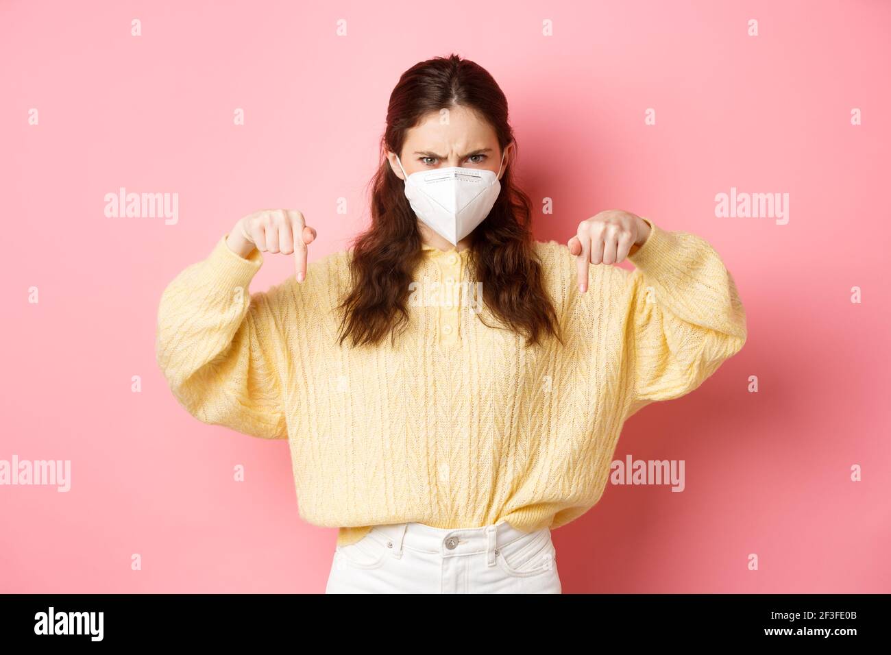 Preventive measures, health care concept. Angry and displeased young ...