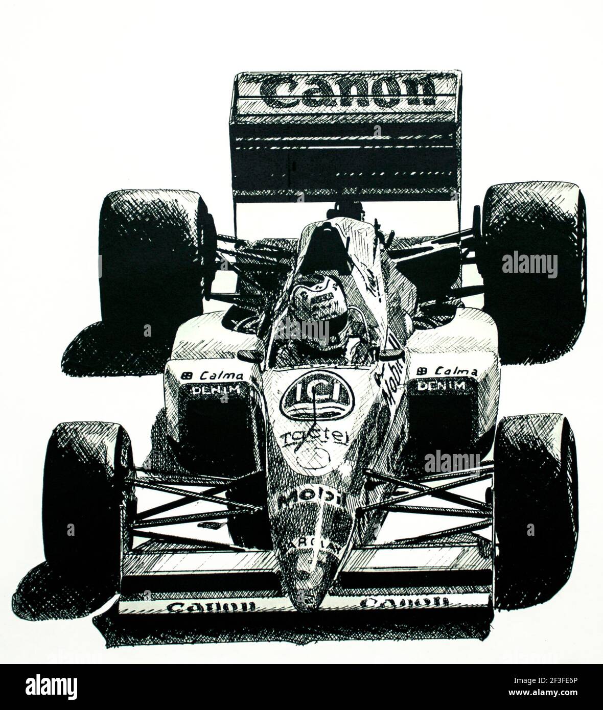 pen and ink drawing of 1980s Formula 1 racing car Stock Photo - Alamy