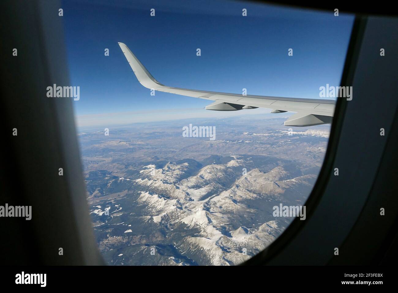 The view of the wing from an airplane window while in flight Stock ...