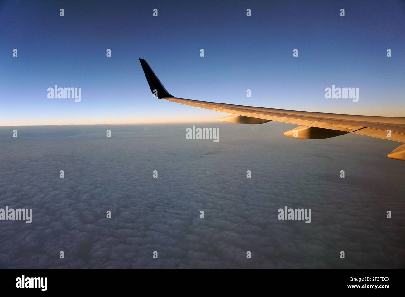 The view of the wing from an airplane window while in flight Stock ...