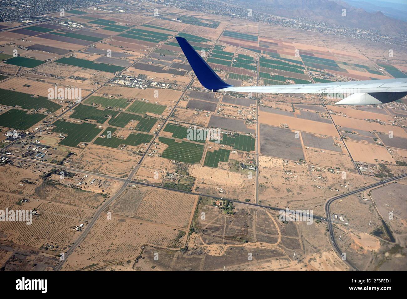 The view of the wing from an airplane window while in flight Stock ...