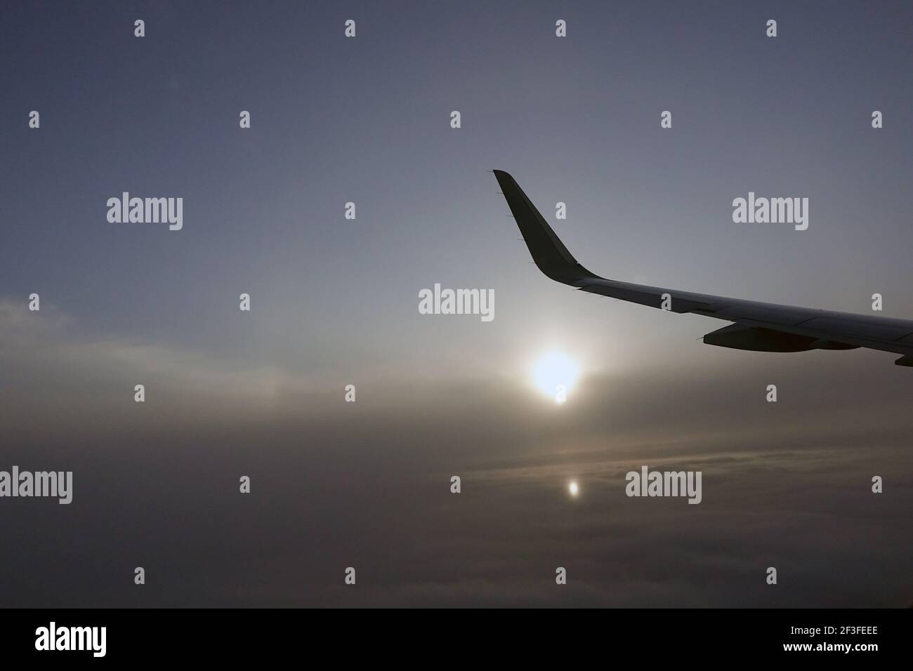 The view of the wing from an airplane window while in flight Stock ...