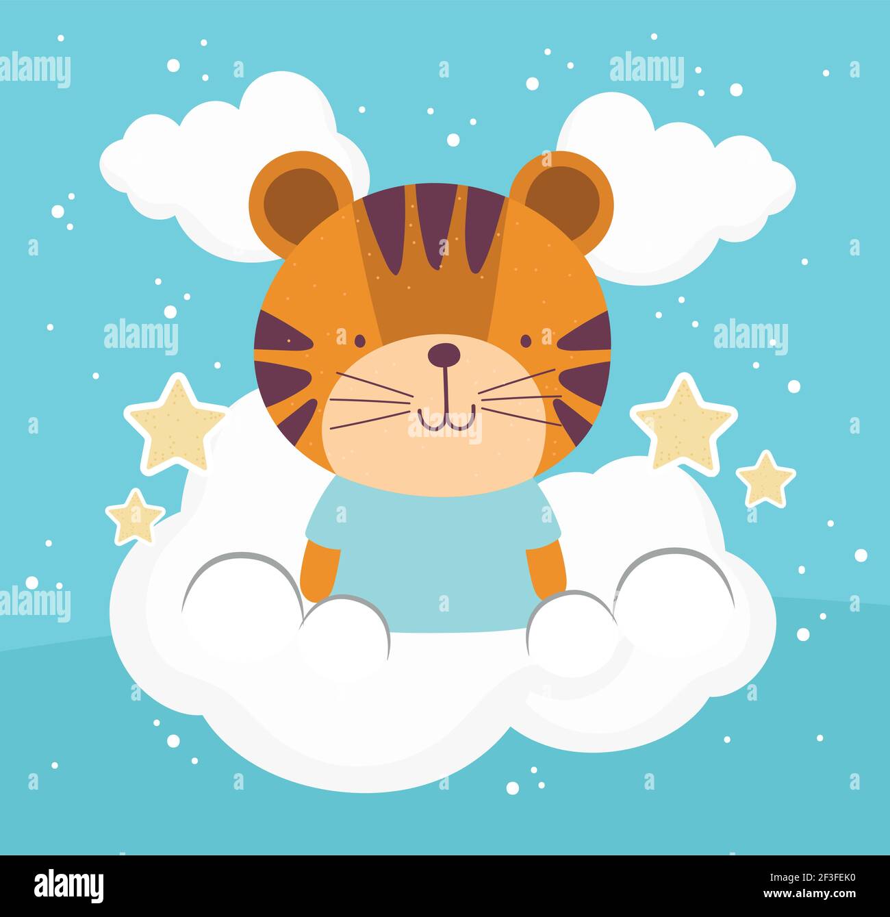 cute tiger sitting cloud sky Stock Vector Image & Art - Alamy
