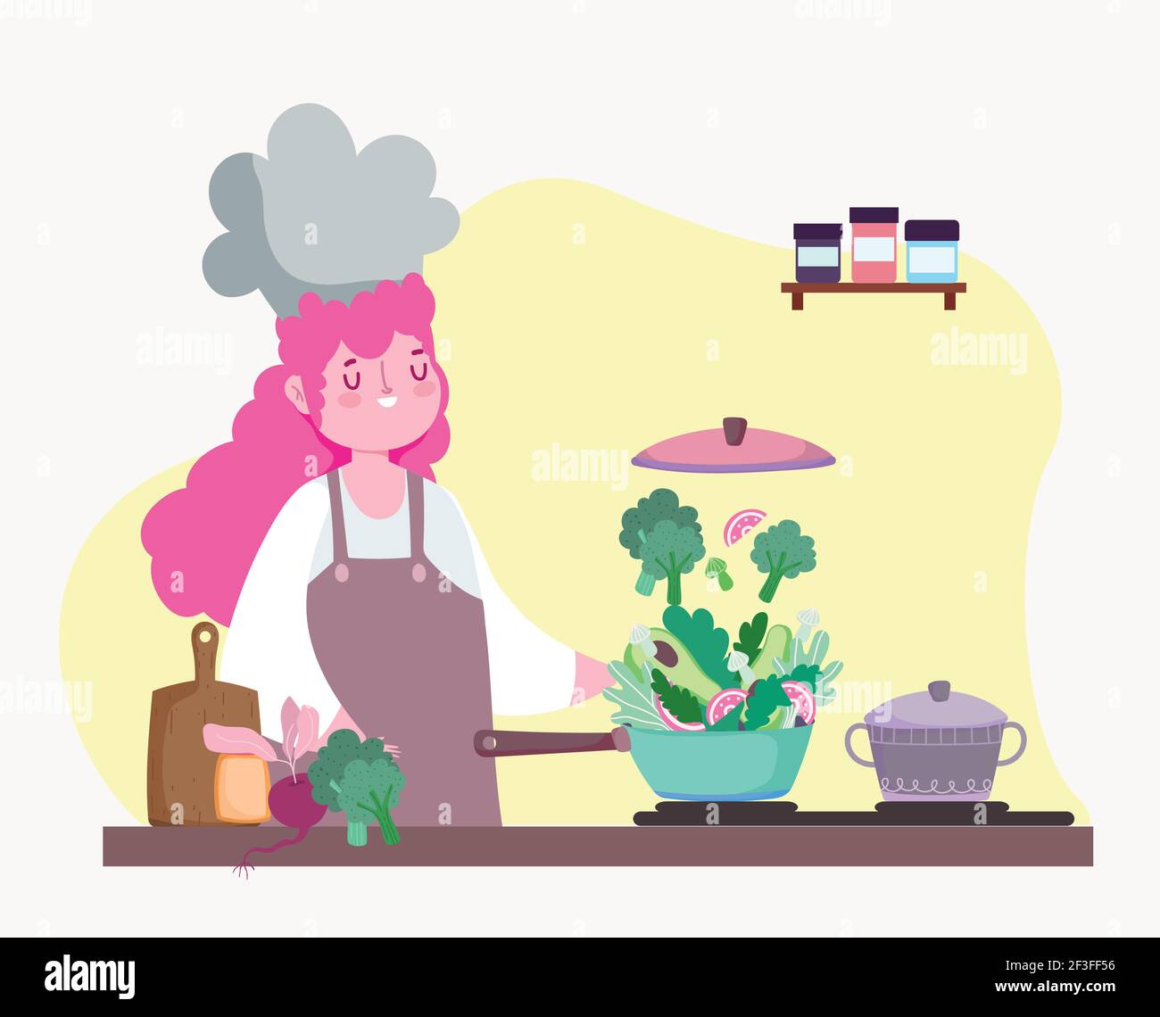 chef salad preparing cooking cartoon Stock Vector Image & Art - Alamy