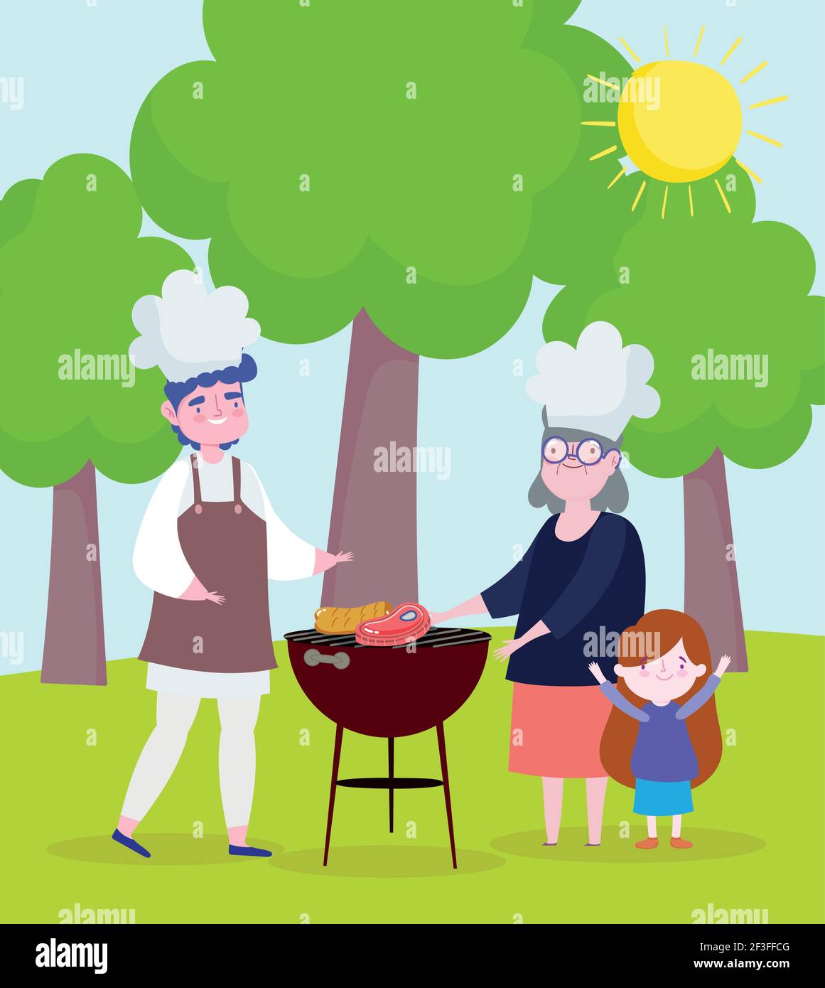 people cooking picnic outdoors cartoon Stock Vector Image & Art - Alamy