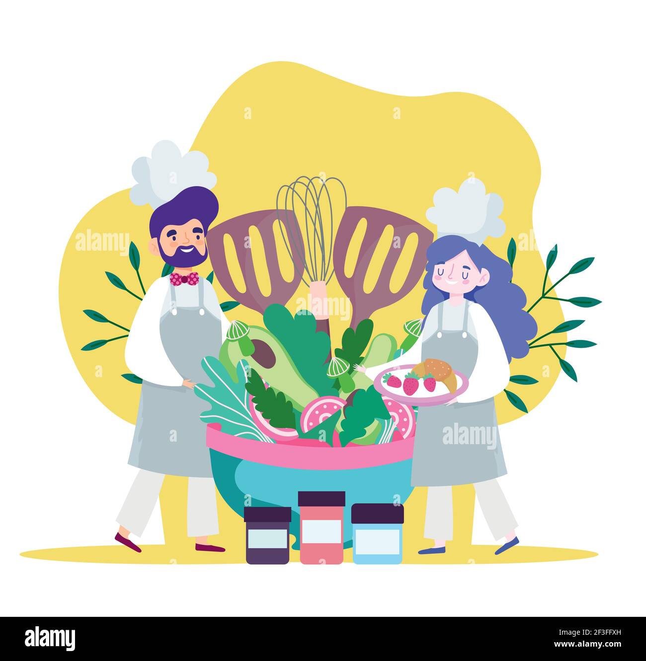 chefs food utensils ingredients cartoon Stock Vector Image & Art - Alamy