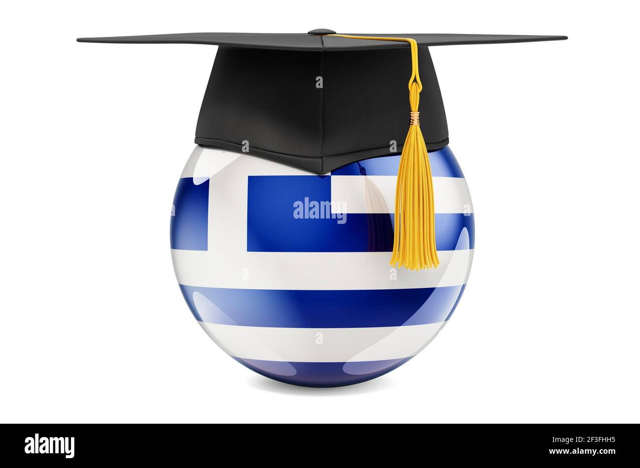 Education in Greece concept. Greek flag with graduation cap, 3D ...