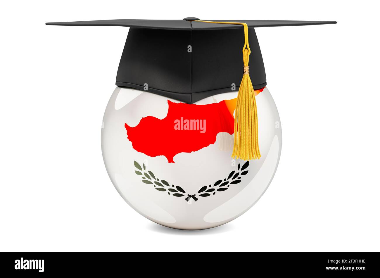 Education in Cyprus concept. Cypriot flag with graduation cap, 3D ...