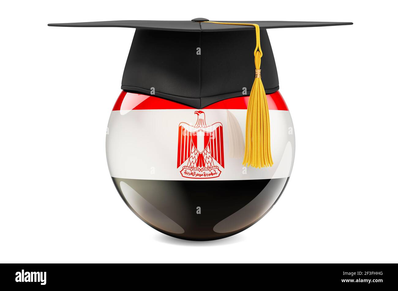 Education in Egypt concept. Egyptian flag with graduation cap, 3D ...