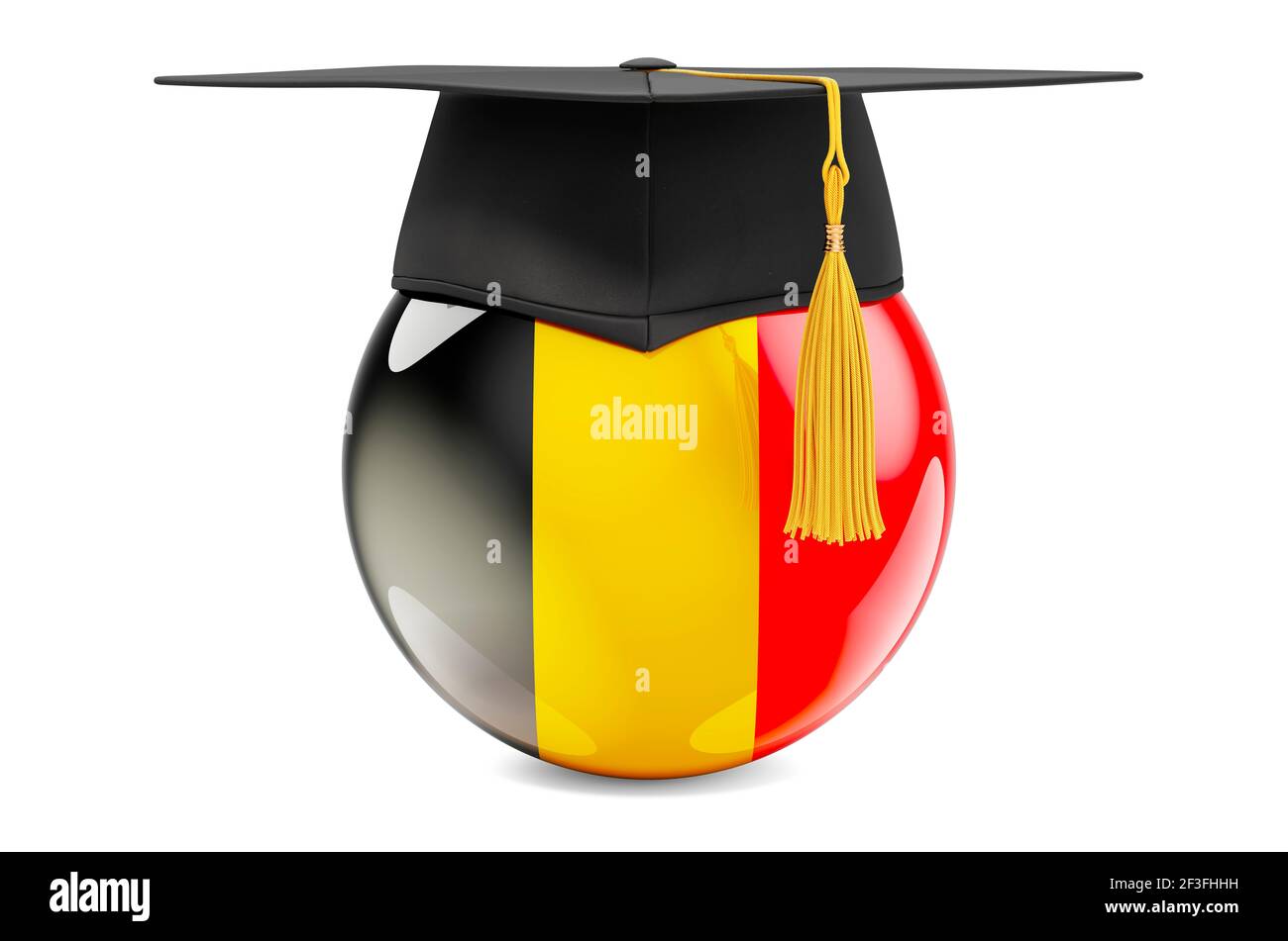 Education in Belgium concept. Belgian flag with graduation cap, 3D ...