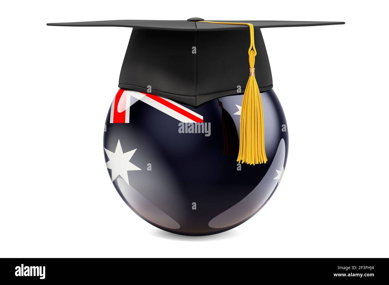 Education in Australia concept. Australian flag with graduation cap, 3D ...
