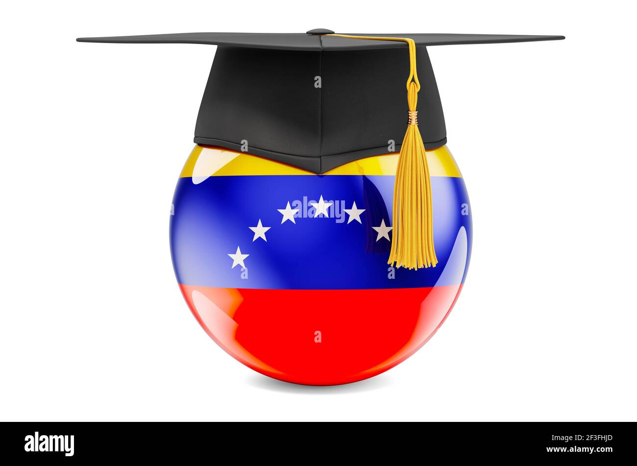 Education in Venezuela concept. Venezuelan flag with graduation cap, 3D ...