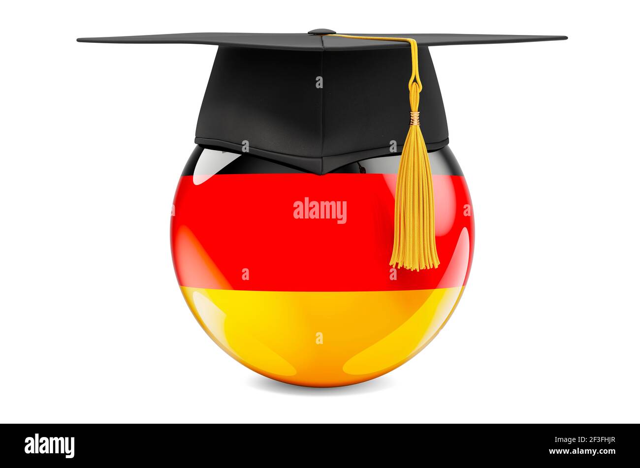 Education in Germany concept. Deutsch flag with graduation cap, 3D ...