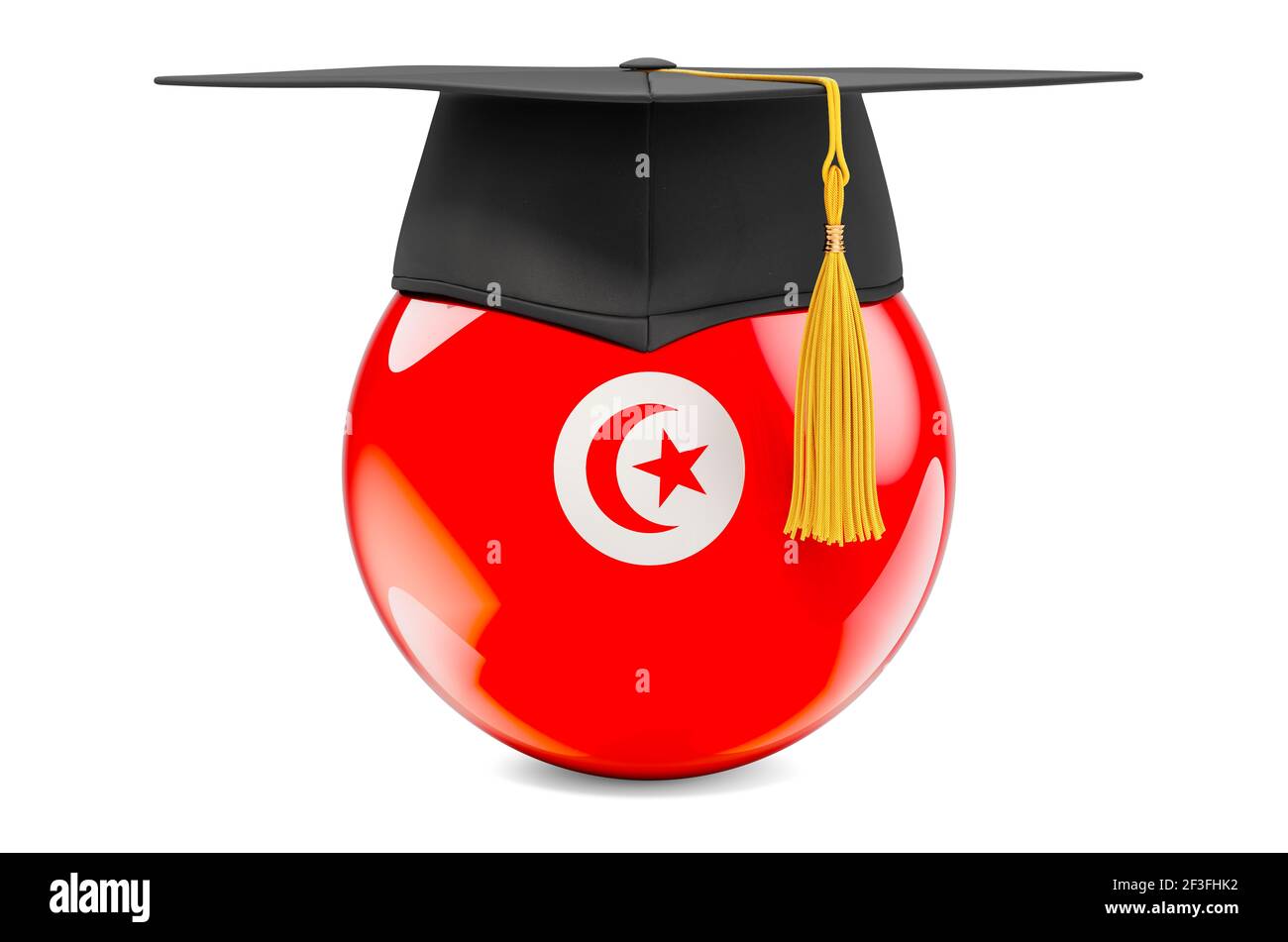 Education in Tunisia concept. Tunisian flag with graduation cap, 3D ...