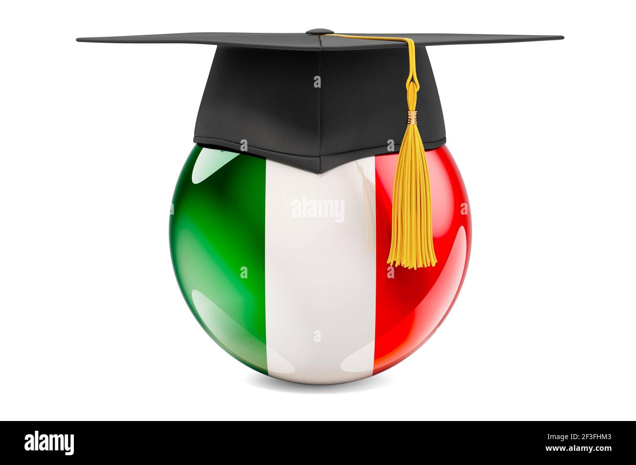 Education in Italy concept. Italian flag with graduation cap, 3D ...