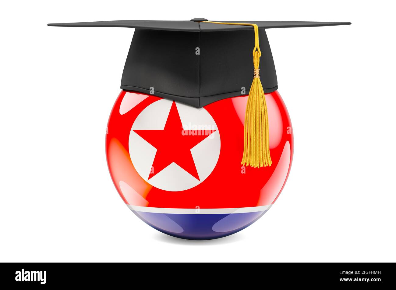 Education in North Korea concept. North Korean flag with graduation cap ...