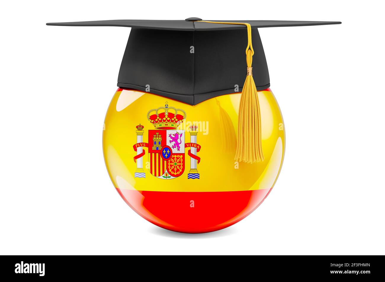 Education in Spain concept. Spanish flag with graduation cap, 3D ...