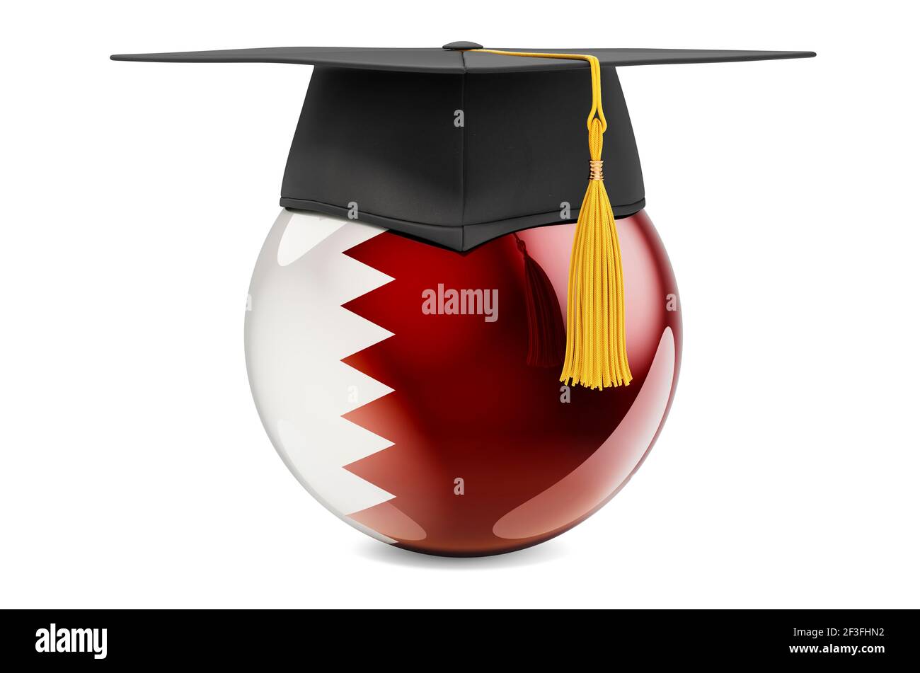 Education in Qatar concept. Qatari flag with graduation cap, 3D ...