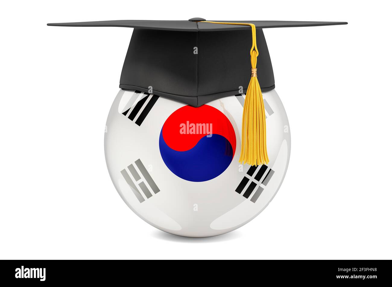 Education in South Korea concept. South Korean flag with graduation cap ...