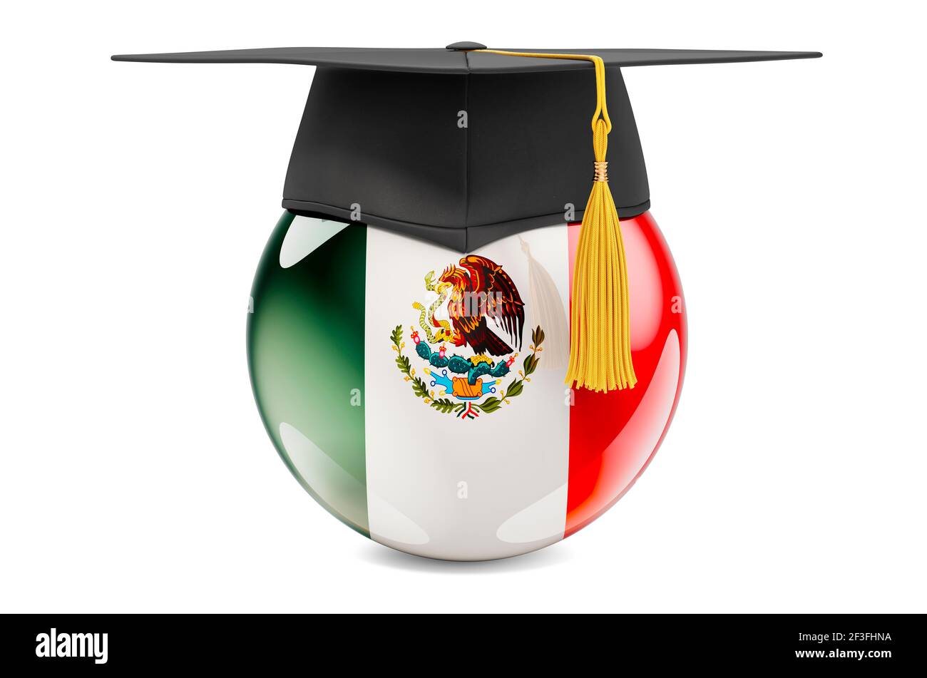 Education in Mexico concept. Mexican flag with graduation cap, 3D ...