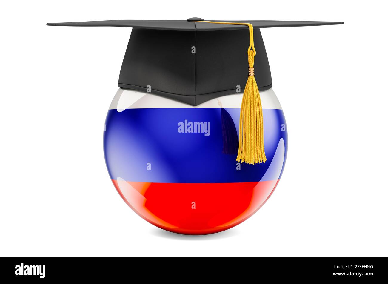 Education in Russia concept. Russian flag with graduation cap, 3D ...