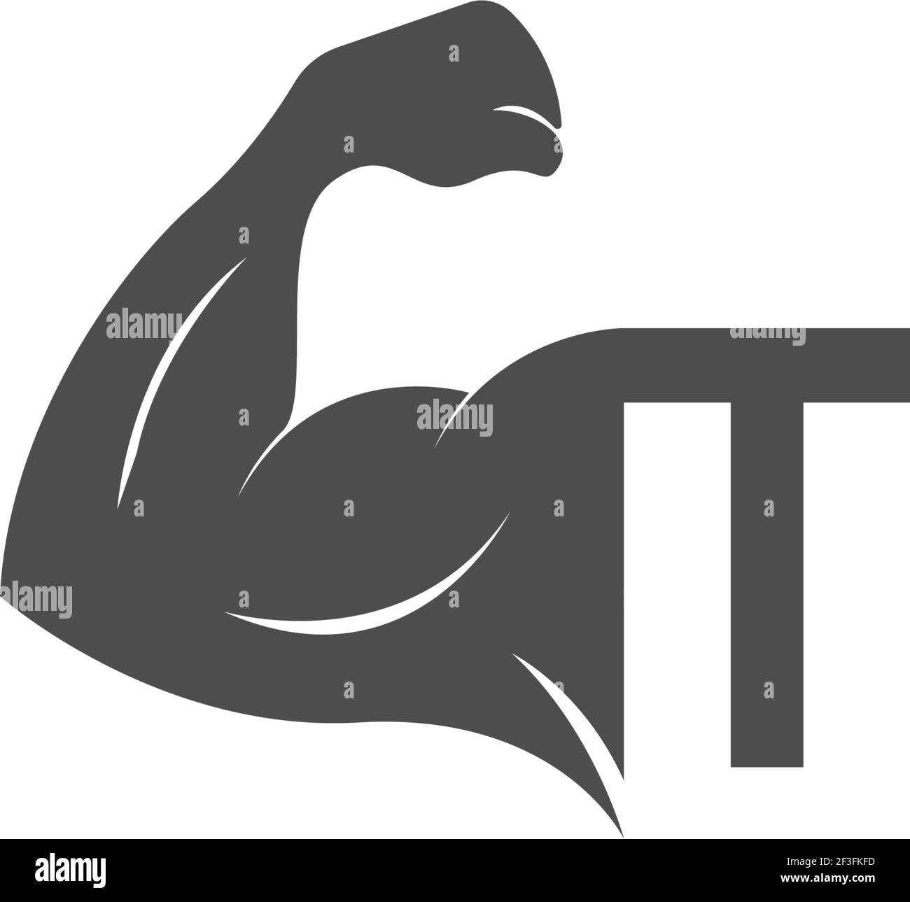 Letter T logo icon with muscle arm design vector illustration Stock ...