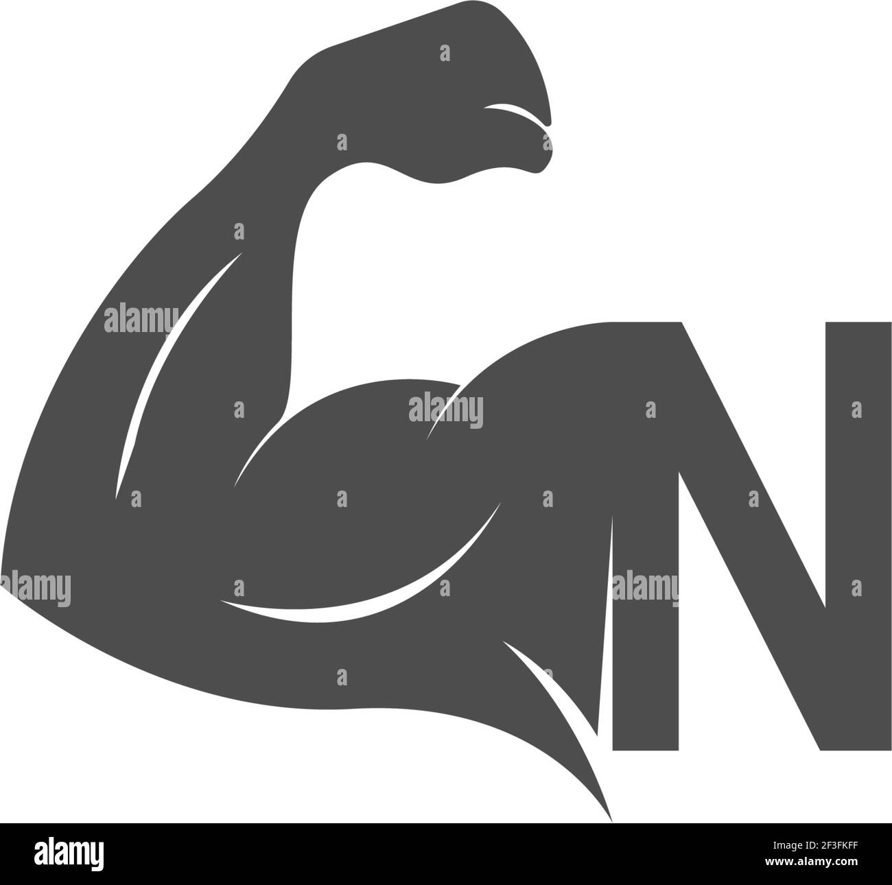 Letter N logo icon with muscle arm design vector illustration Stock ...