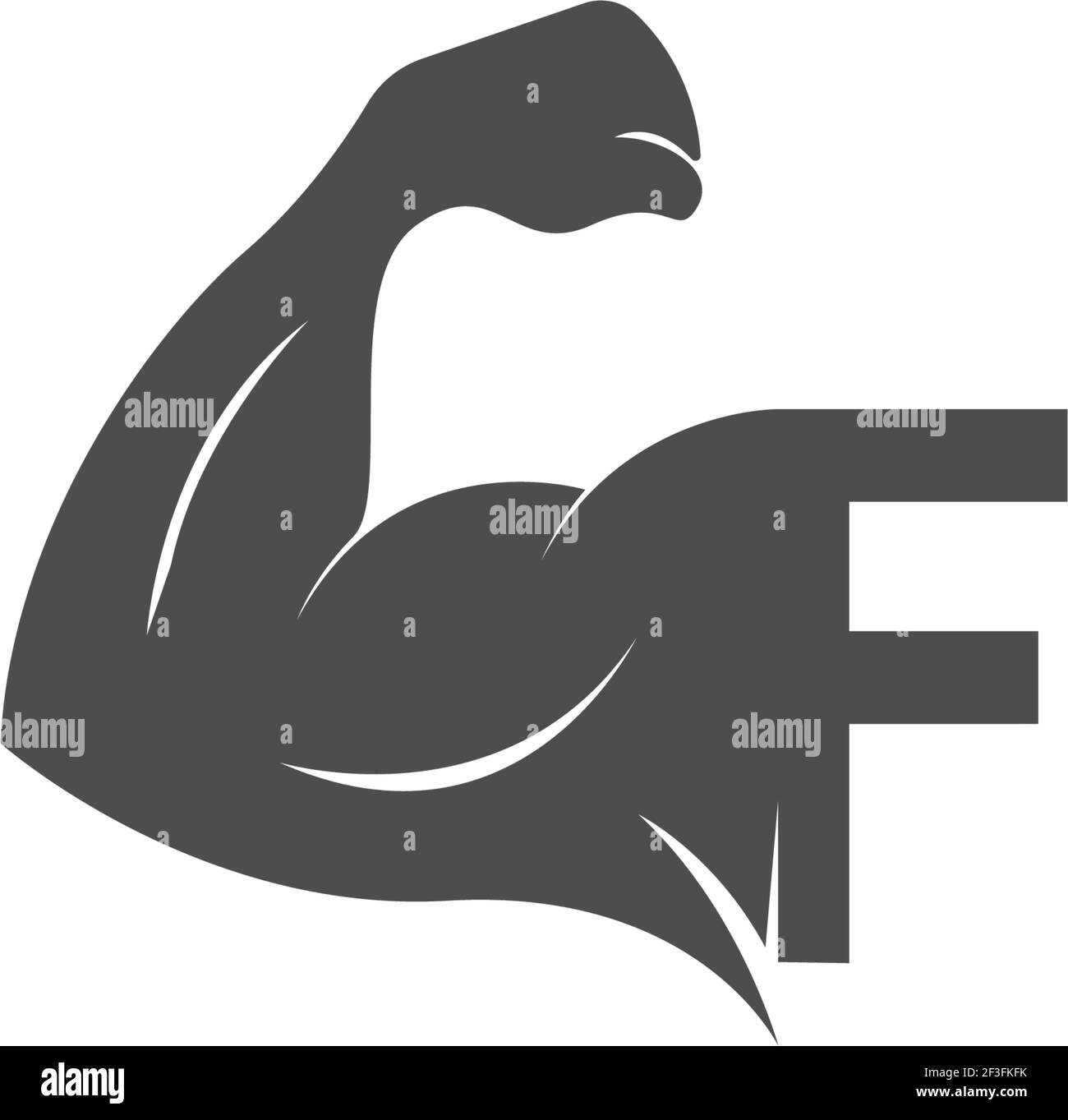 Letter F logo icon with muscle arm design vector illustration Stock ...
