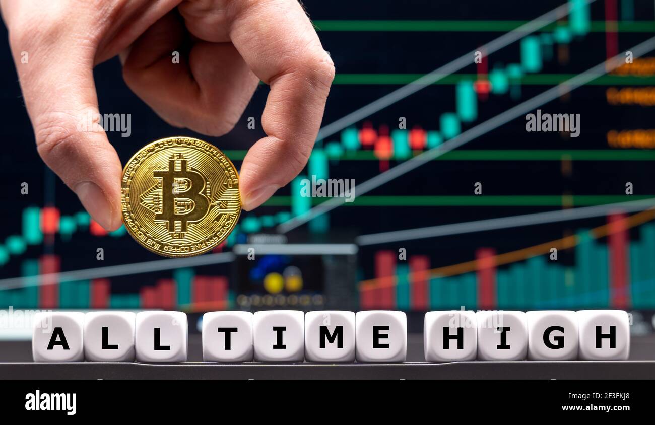 Symbol for an all time Bitcoin high Stock Photo - Alamy