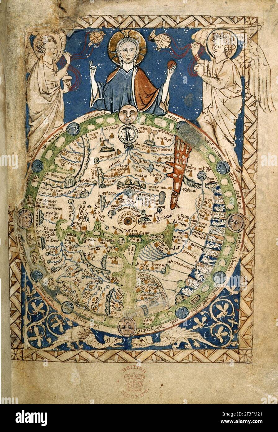 Psalter World Map, c.1265 Stock Photo - Alamy