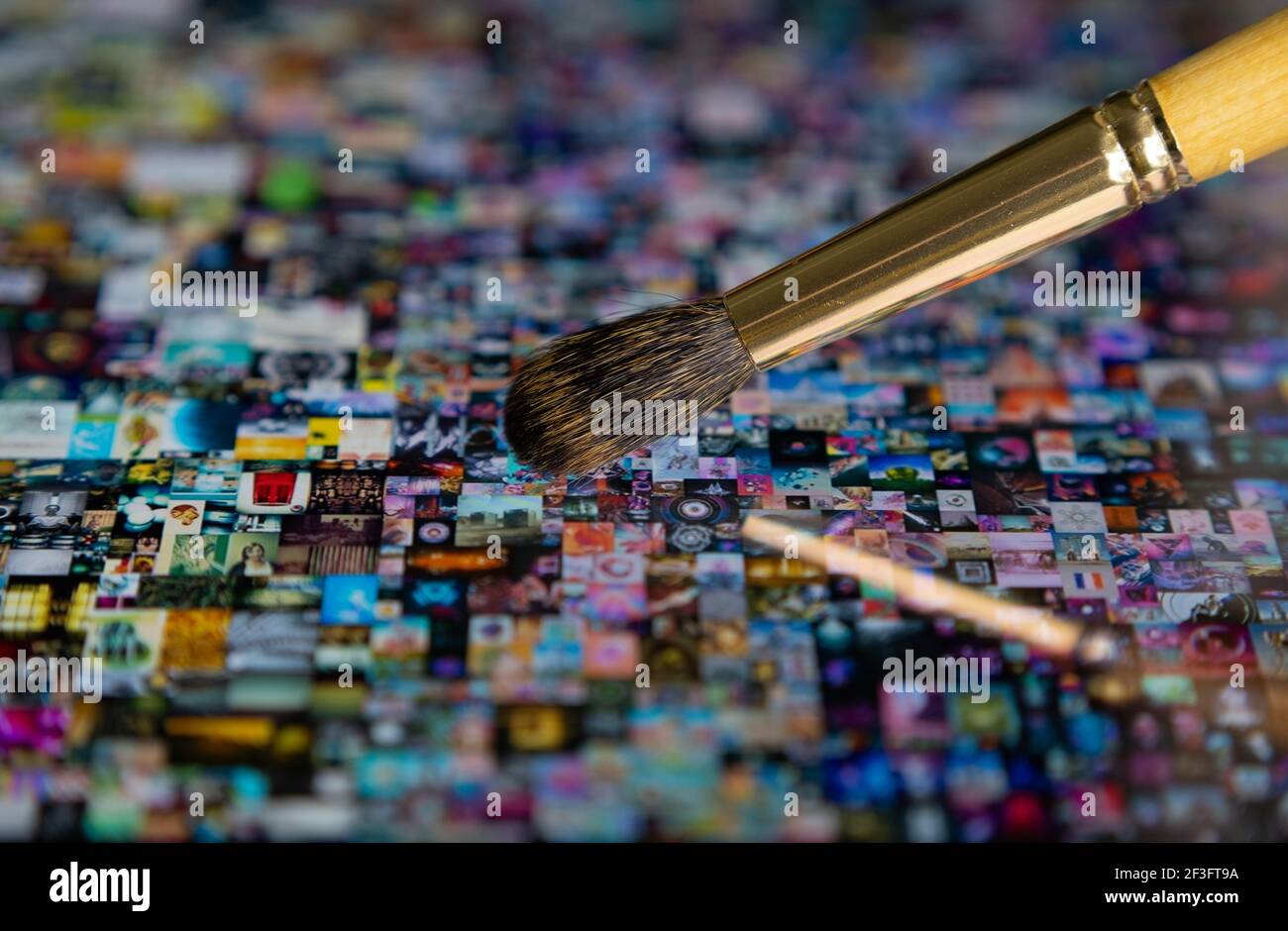 Tablet with Beeple pattern " EVERYDAYS: THE FIRST 5000 DAYS" and brush ...