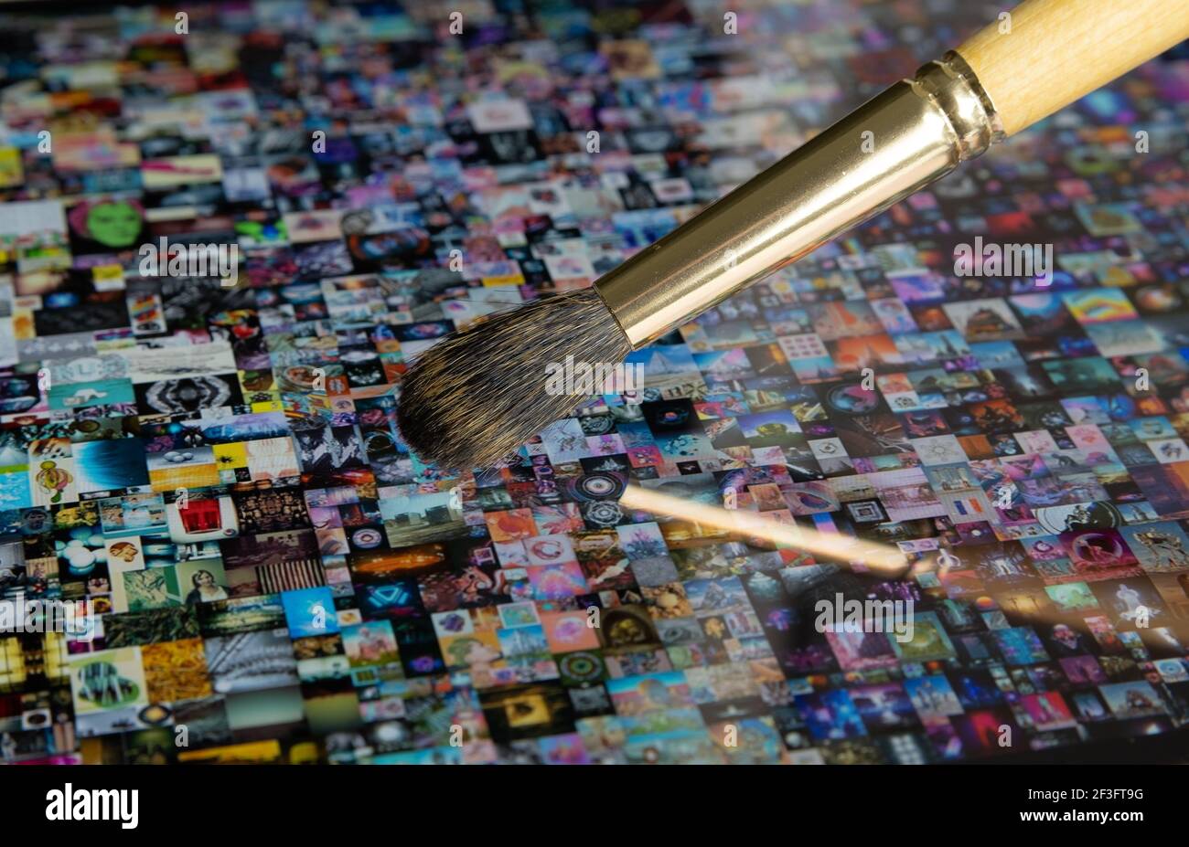 Tablet with Beeple pattern " EVERYDAYS: THE FIRST 5000 DAYS" and brush ...