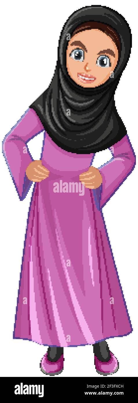 Cute muslim girl character illustration Stock Vector Image & Art - Alamy