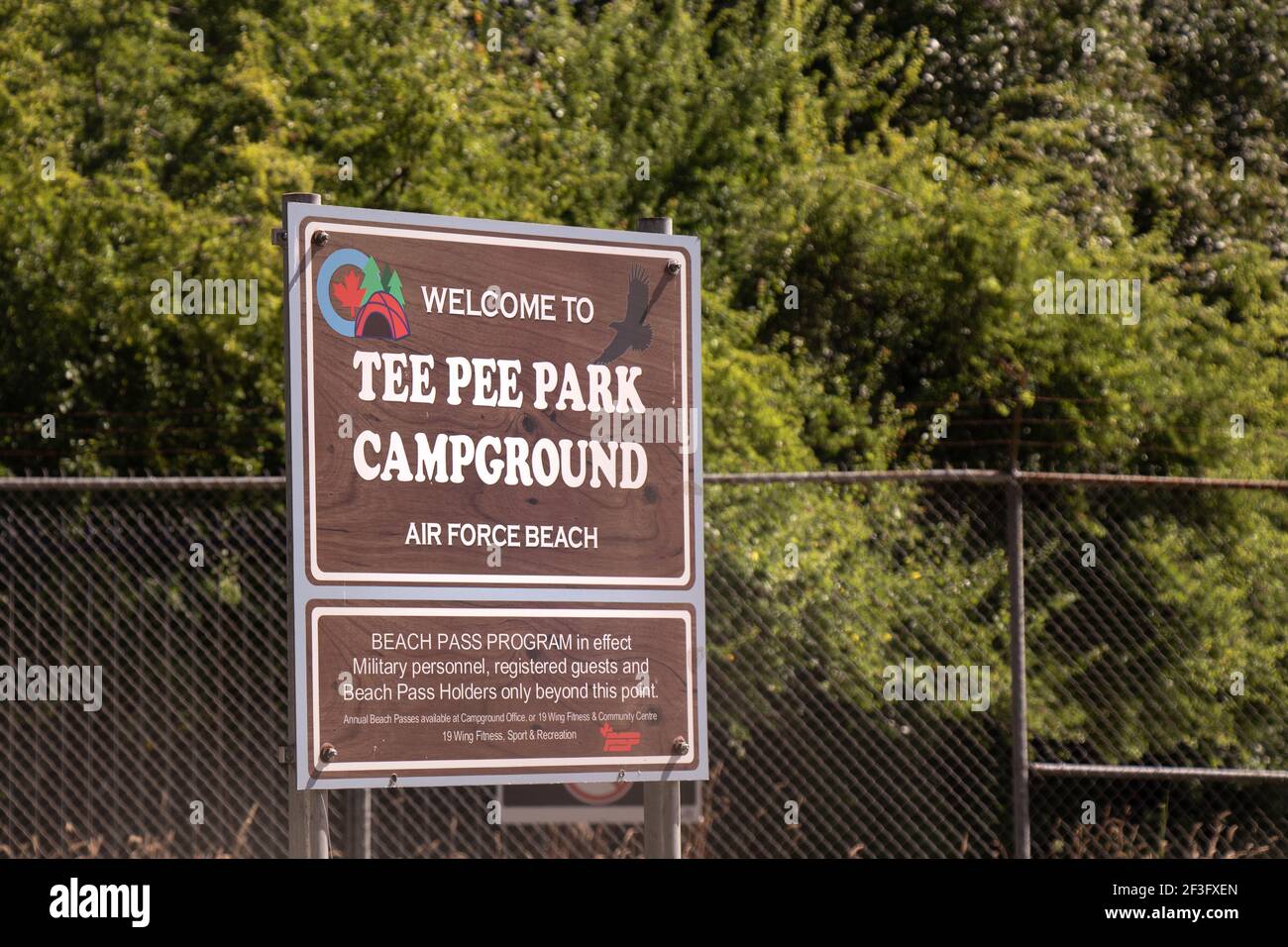 Comox, Canada - July 24,2021: View of sign Welcome to Tee Pee Park ...