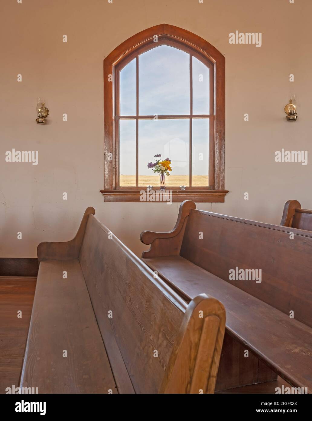 Interior of historic church in Retlaw, Alberta, Canada Stock Photo - Alamy