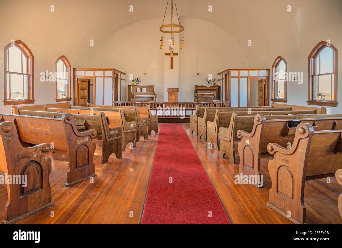 Interior of historic church in Retlaw, Alberta, Canada Stock Photo - Alamy
