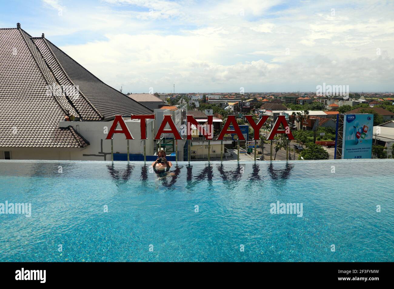 Kuta, Bali, Indonesia, March 14, 2021. Rooftop swimming pool. Luxury ...