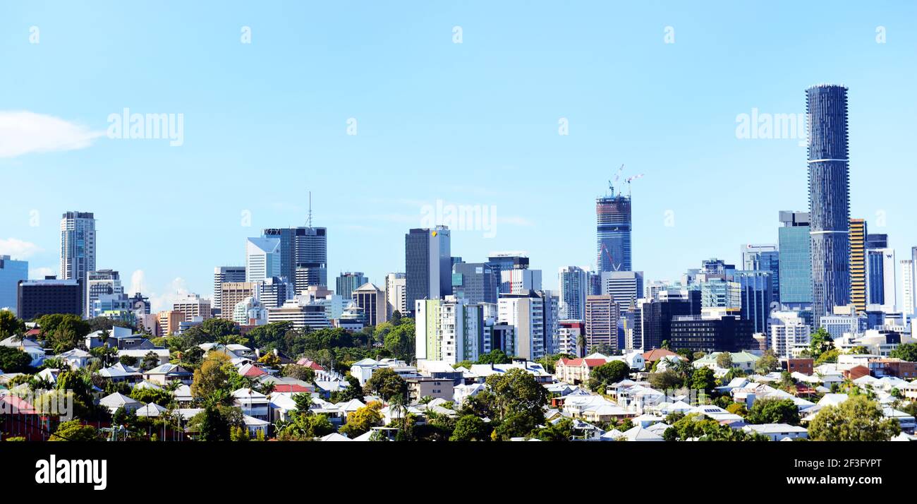 Skyline of Brisbane's central business district, Australia Stock Photo ...