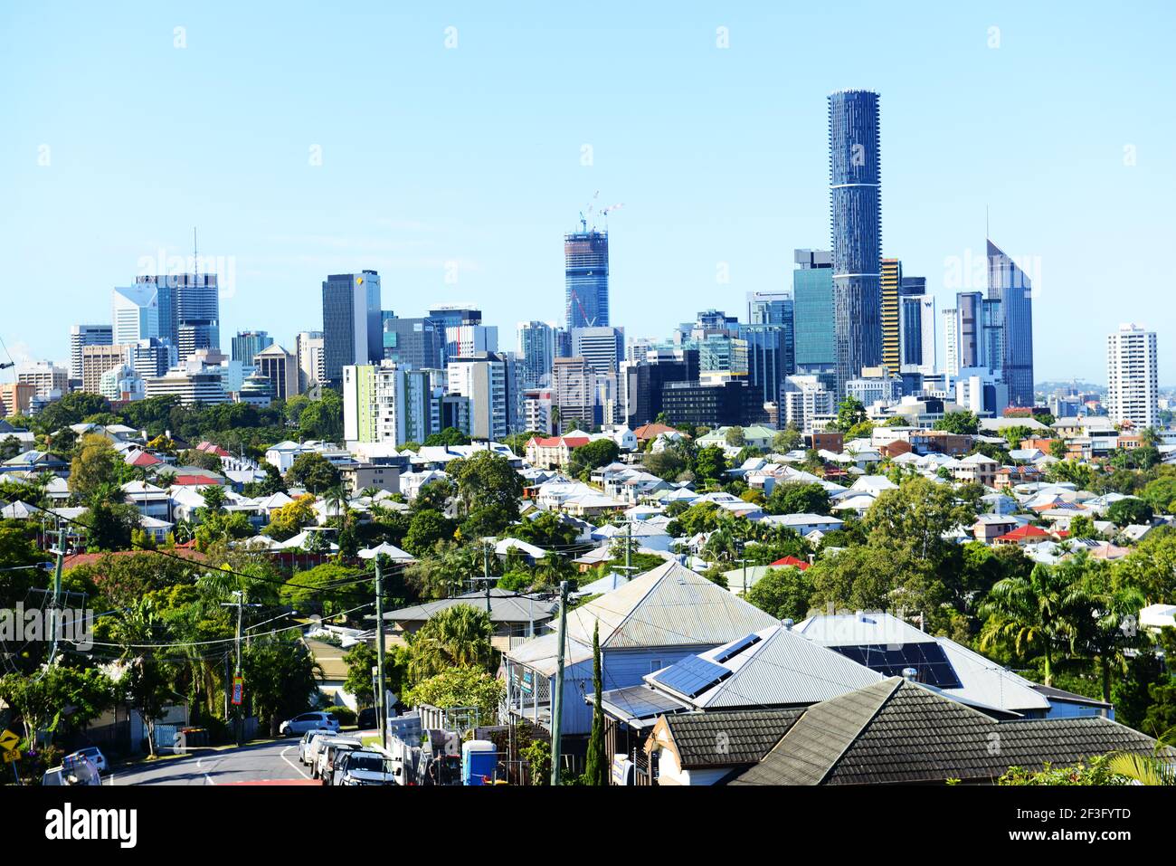 Skyline of Brisbane's central business district, Australia Stock Photo ...