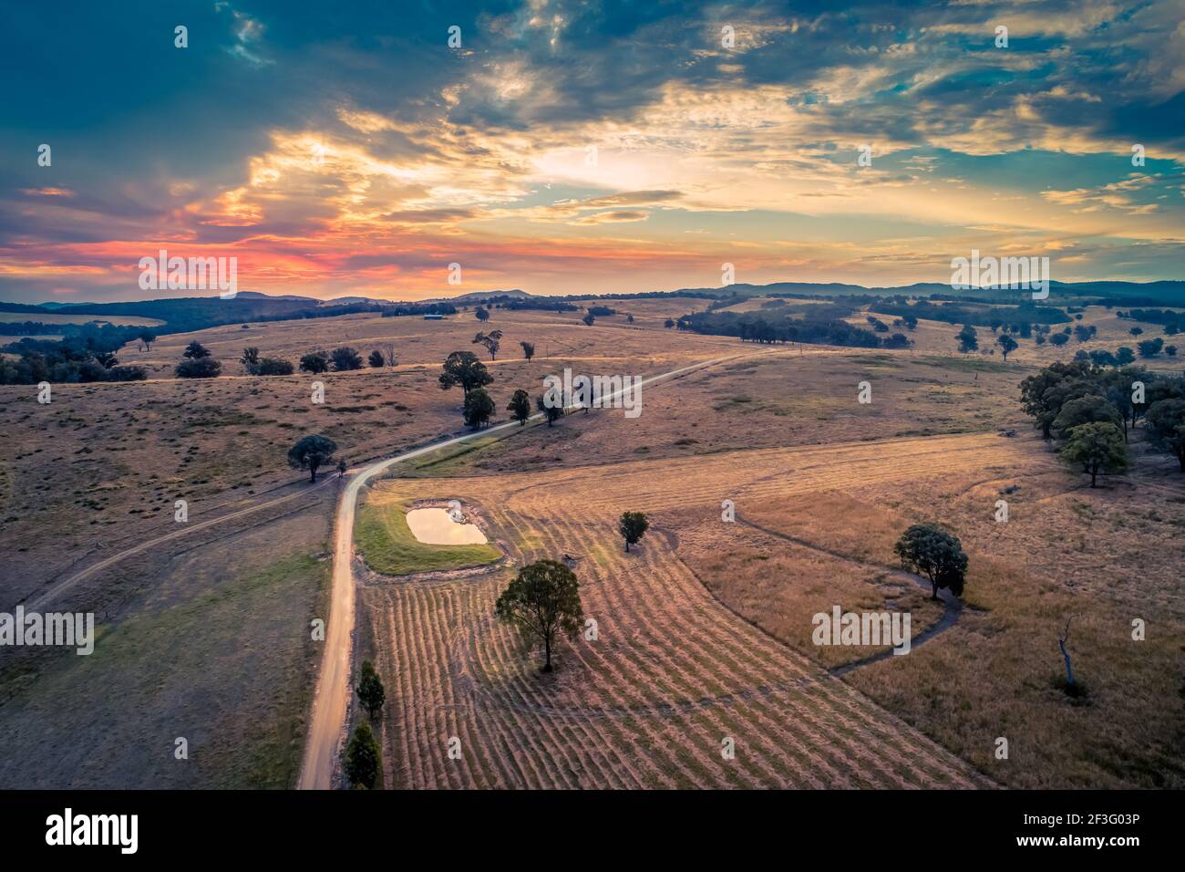 Amazing sunrise over fields trees hi-res stock photography and images ...