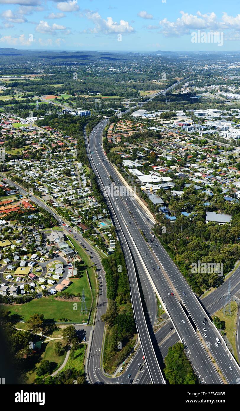 Aerial view of the Pacific highway in Queensland, Australia Stock Photo ...
