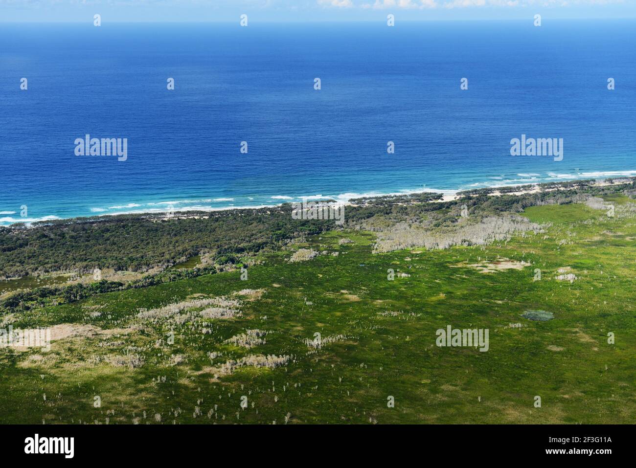 Aerial view of North Stradbroke Island in Queensland, Australia Stock ...