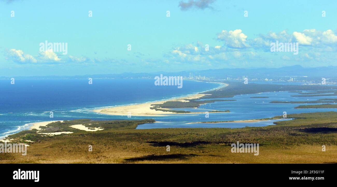 Aerial view of North Stradbroke Island in Queensland, Australia Stock ...