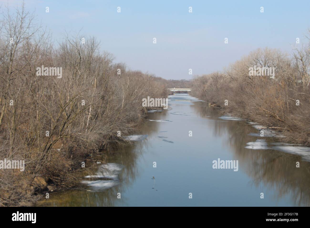 North Shore Channel on the Evanston-Skoke border with ice floes on a ...
