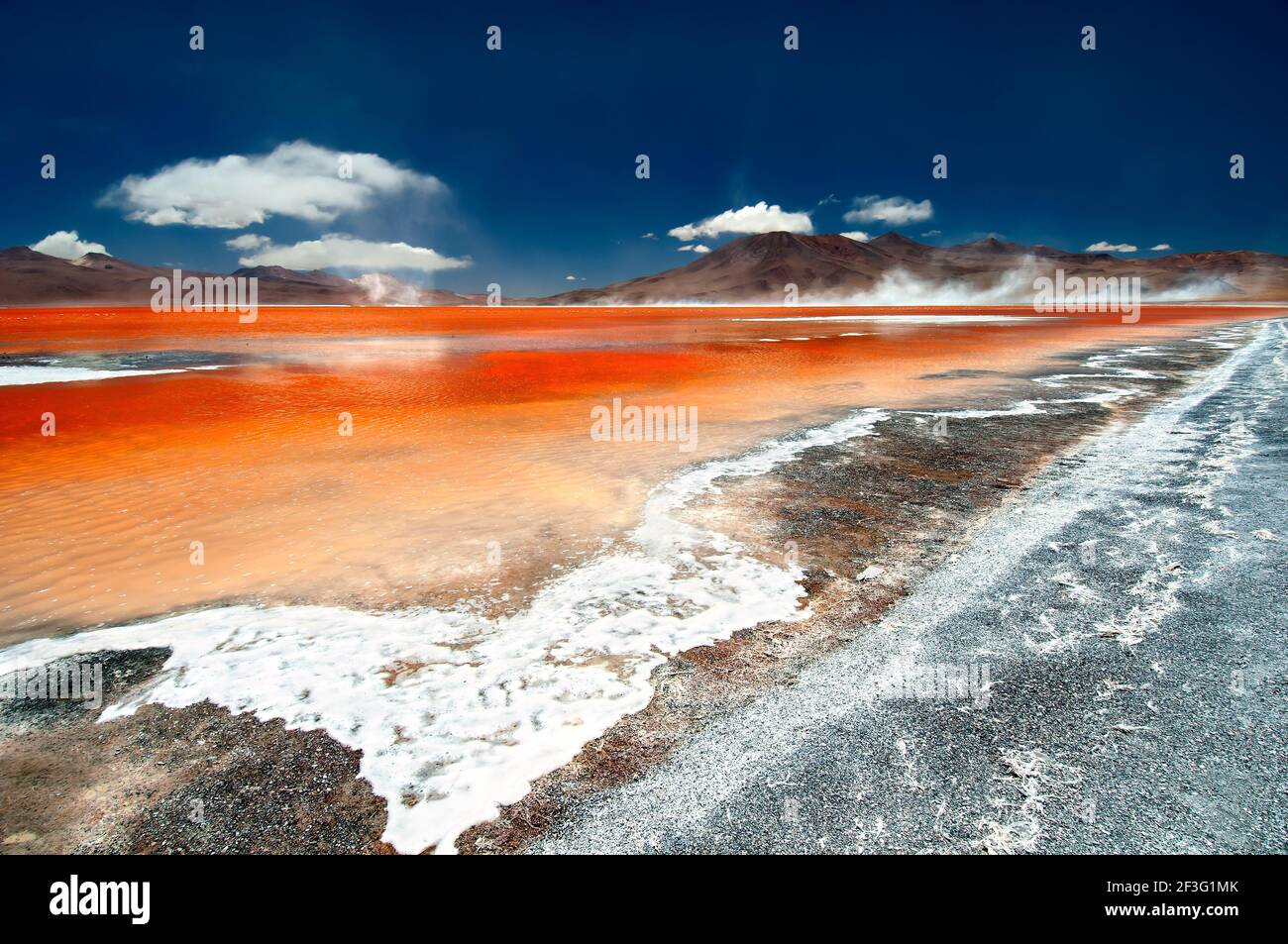 Laguna Colorada (Red Lagoon) is a shallow salt lake in the Altiplano ...